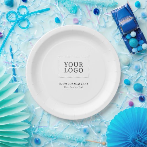 Black & White Custom Business Logo Promotional Paper Plates | Zazzle
