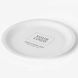 Black & White Custom Business Logo Promotional Paper Plates | Zazzle