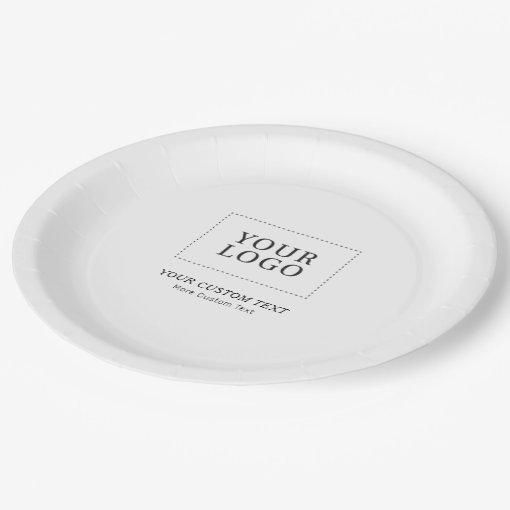 Black & White Custom Business Logo Promotional Paper Plates | Zazzle