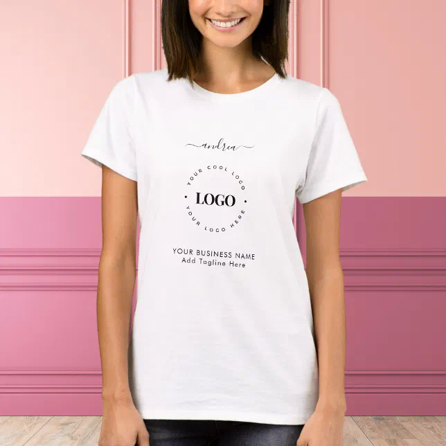 Black White Custom Logo Business Professional T-Shirt | Zazzle