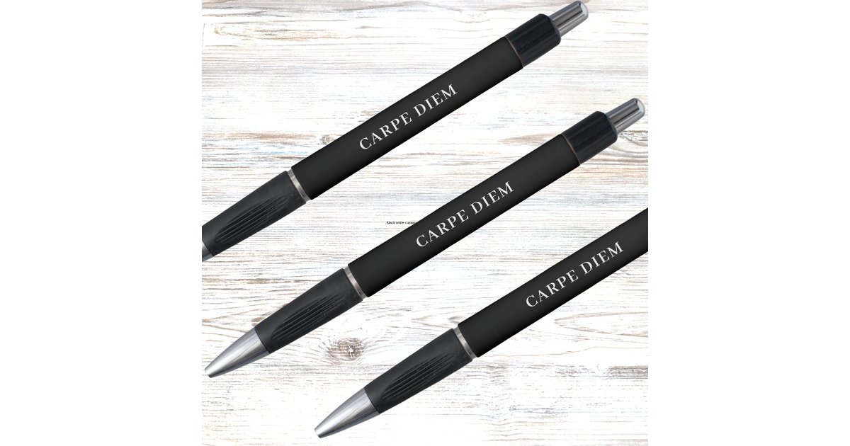 Black white custom motto slogan motivational pen | Zazzle