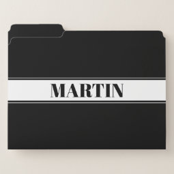Black & White Custom Name Stripe File Folder | Zazzle