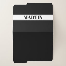 Black & White Custom Name Stripe File Folder | Zazzle