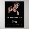 Black white custom photo birthday party welcome poster | Zazzle