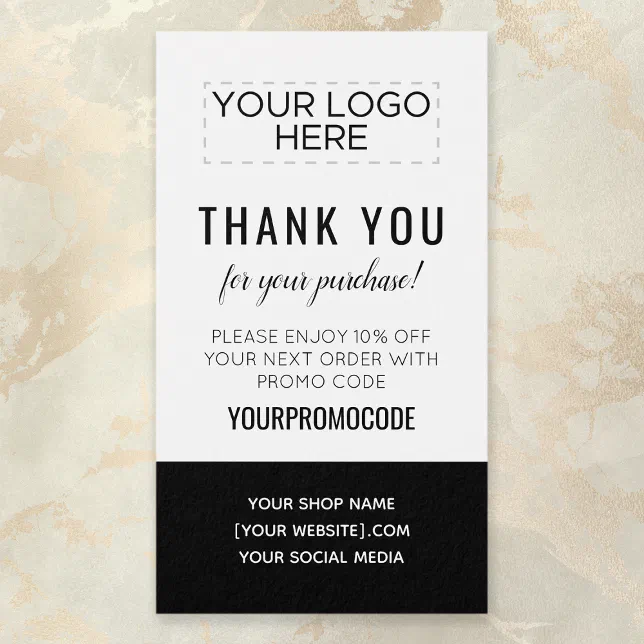 Black White Custom Promo Code Discount Card | Zazzle