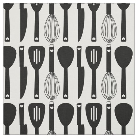 Kitchen Tools Pattern Fabric | Zazzle
