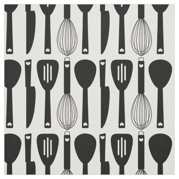 Kitchen Tools Pattern Fabric | Zazzle