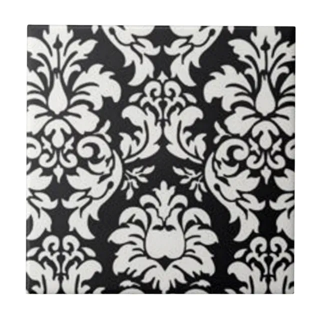 Black/White Damask Tile | Zazzle