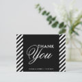Black & White Diagonal Stripes Thank You Post Card | Zazzle