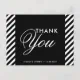 Black & White Diagonal Stripes Thank You Post Card | Zazzle