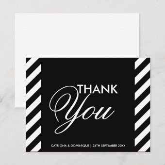 Black & White Diagonal Stripes Thank You Post Card | Zazzle