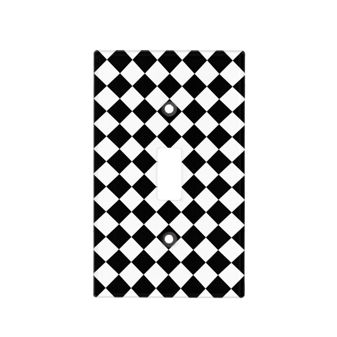 Black White Diamond Checkerboard pattern Light Switch Cover | Zazzle