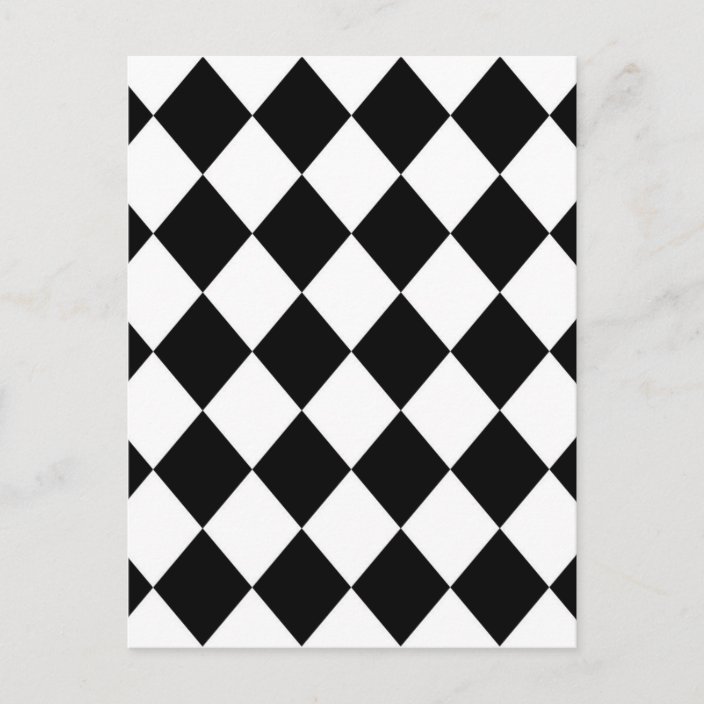 Black & White Diamond Checkered Pattern Postcard | Zazzle.com