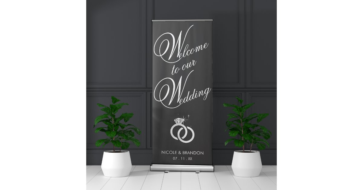 Black & White Diamond Ring Welcome to our Wedding Retractable Banner ...