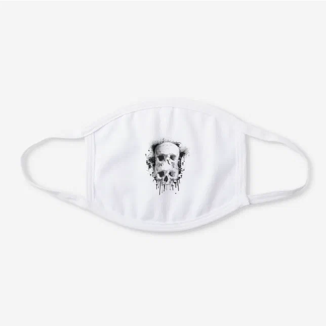 Black White Dripping Skeleton Skulls White Cotton Face Mask | Zazzle