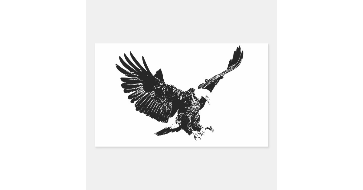 Black & White Eagle Rectangular Sticker | Zazzle