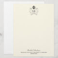 Black White Elegant Fleur de Lis Monogram Letterhead | Zazzle
