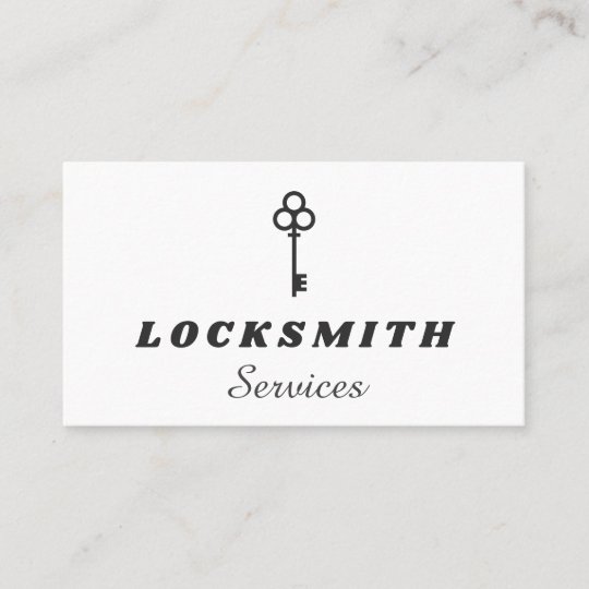 Black & White Elegant Key Logo Locksmith Service Business Card | Zazzle.com