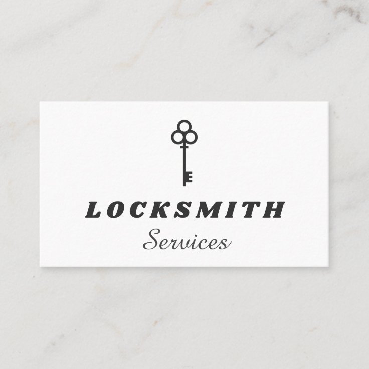Black & White Elegant Key Logo Locksmith Service Business Card | Zazzle
