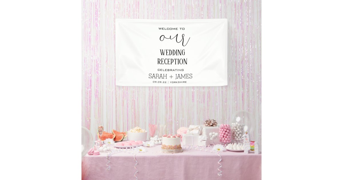 Black & White Elegant Wedding Reception Welcome Banner | Zazzle