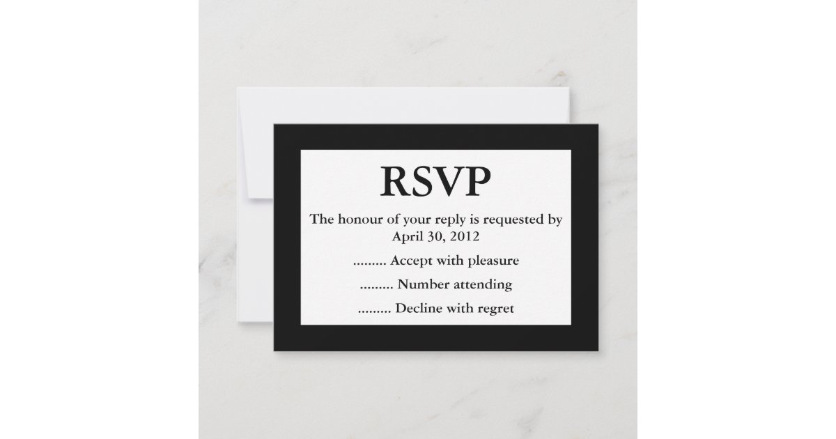 Black & White Event Reply, RSVP or Response Cards | Zazzle