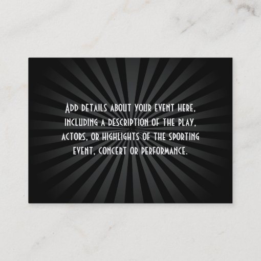 Black + White Event Ticket, Lg Business Card Size | Zazzle