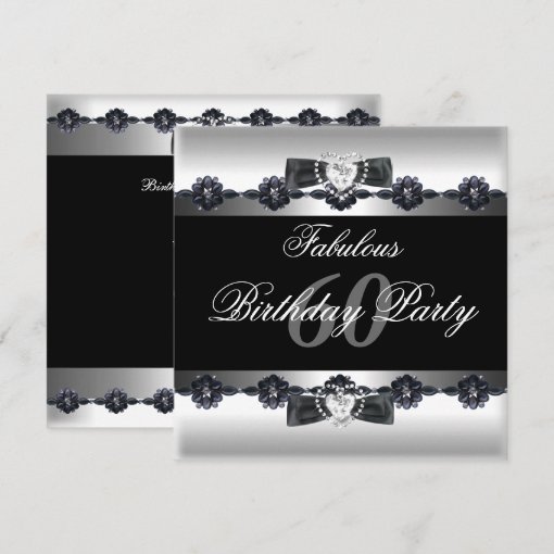 Black White Fabulous 60 60th Birthday Party Invitation | Zazzle