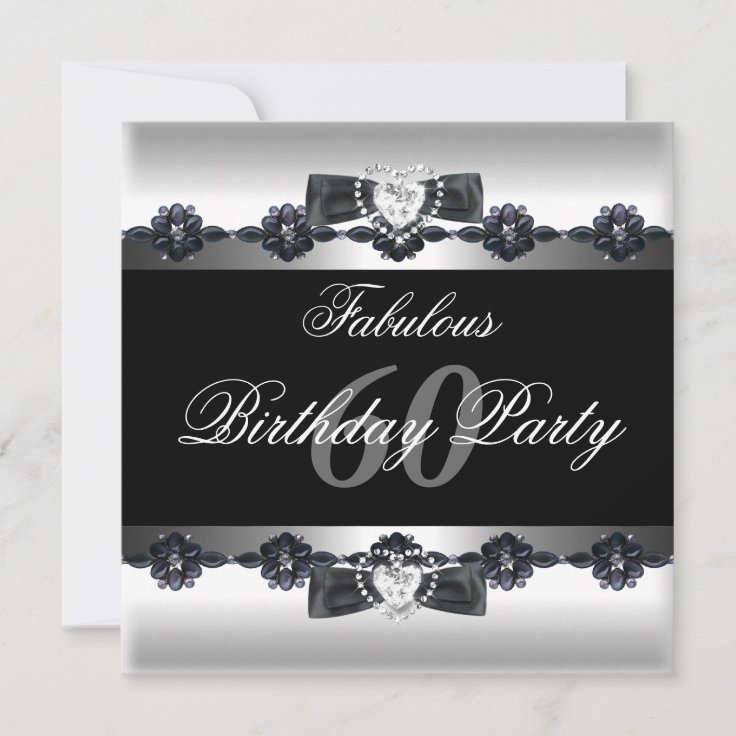 Black White Fabulous 60 60th Birthday Party Invitation | Zazzle
