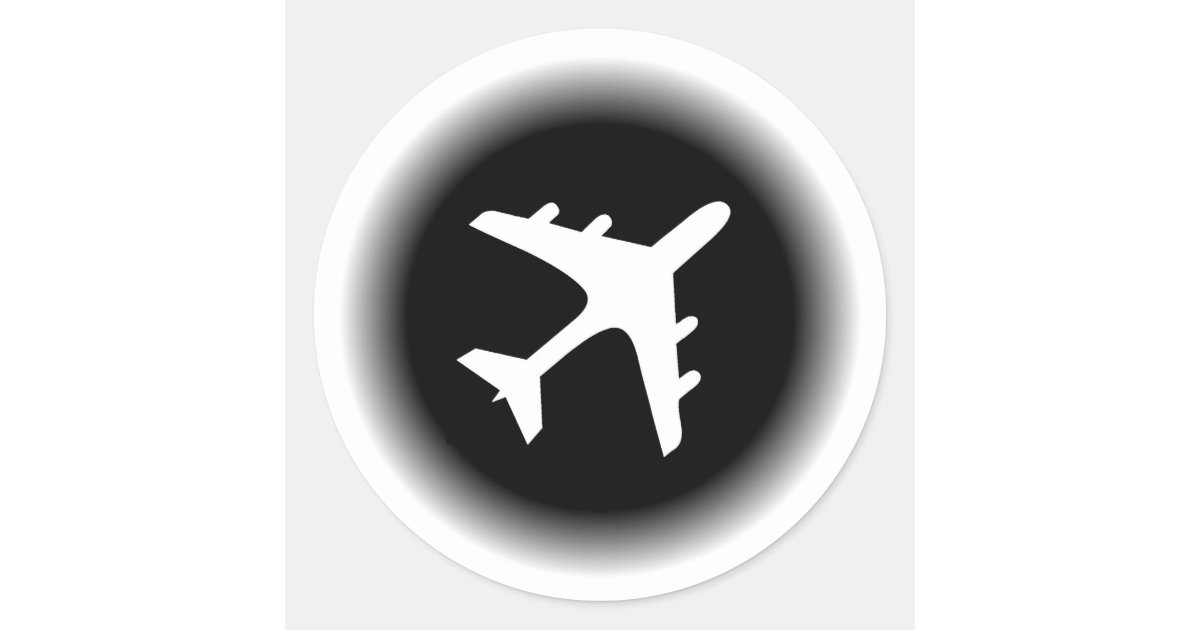 Black white fade airplane design classic round sticker | Zazzle