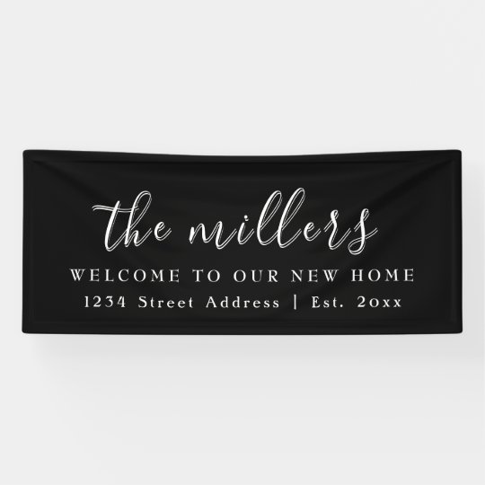 Black & White Family Welcome | Housewarming Party Banner | Zazzle.com