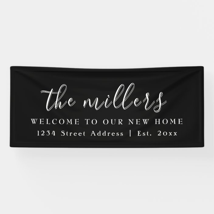 Black & White Family Welcome | Housewarming Party Banner | Zazzle.com