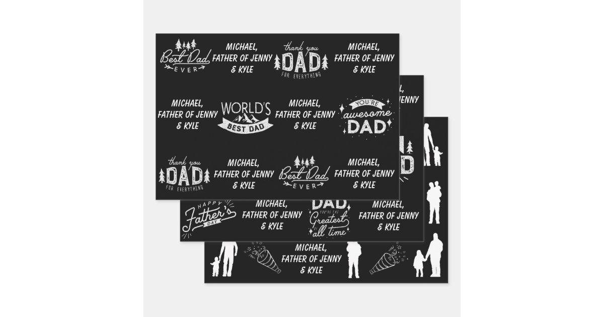 Black And White Fathers Day Wrapping Paper Sheets Zazzle