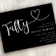 Black White Fifty Script 50th Birthday Invitation | Zazzle