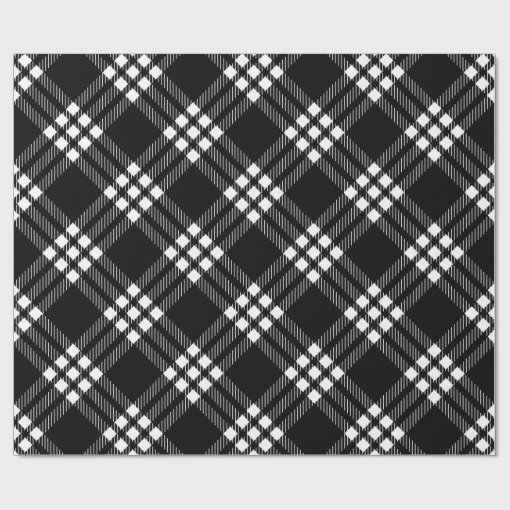 Black & White Flannel Plaid Pattern Christmas Wrapping Paper | Zazzle