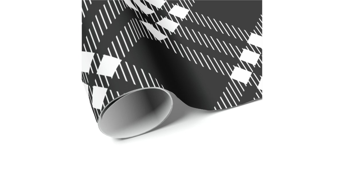 Black & White Flannel Plaid Pattern Christmas Wrapping Paper | Zazzle