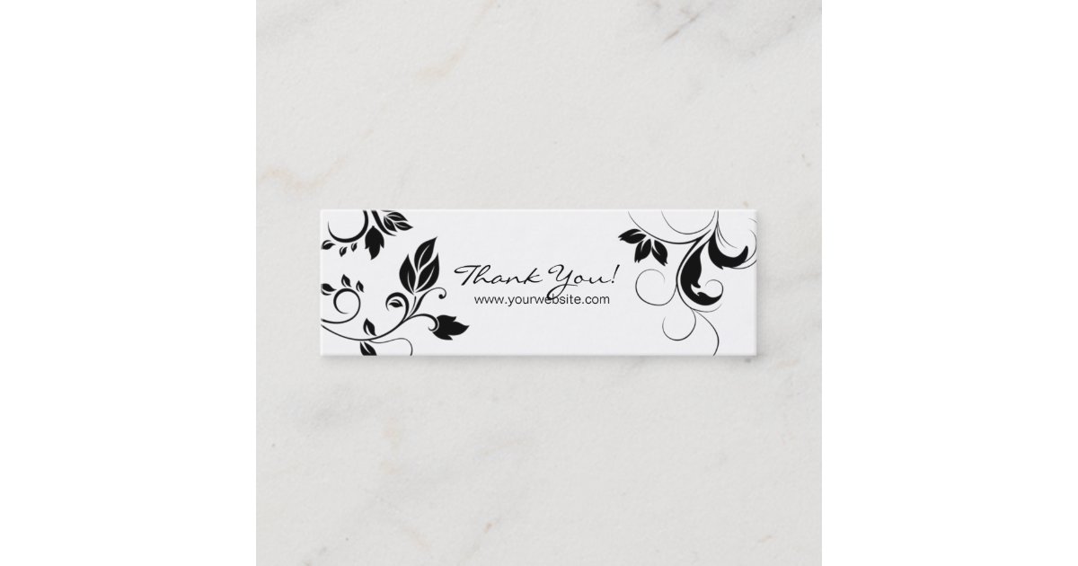 Black White Floral Swirls business card bookmark 3 | Zazzle