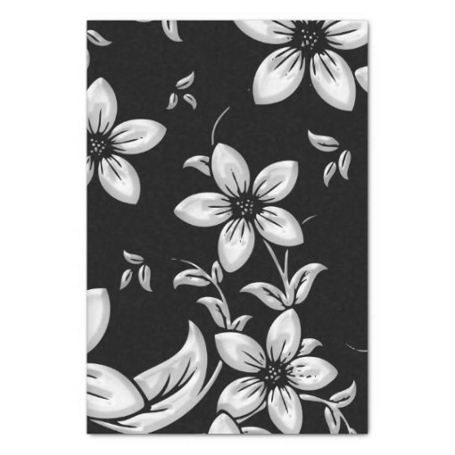 Black & White Flower Pattern Tissue Paper | Zazzle
