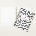 Black + White Foliage Pink Apple Teacher Planner | Zazzle