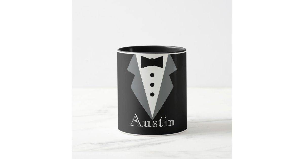 Black White Formal Tuxedo Personalized Mug | Zazzle