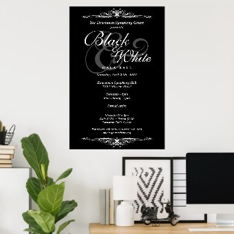 Black & white gala ball dance custom event poster | Zazzle