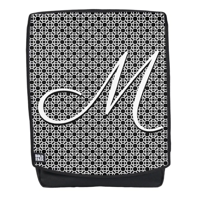 Black & White Geometric Initial Monogram Backpack | Zazzle
