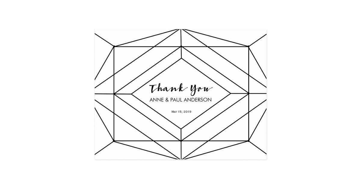 Black & white geometric Thank You Card | Zazzle.com