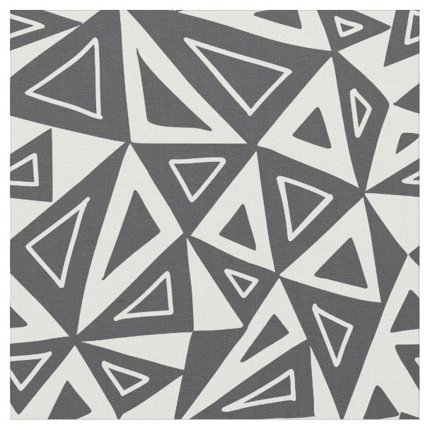 Geometric Triangle Hand Drawn Pattern Fabric | Zazzle