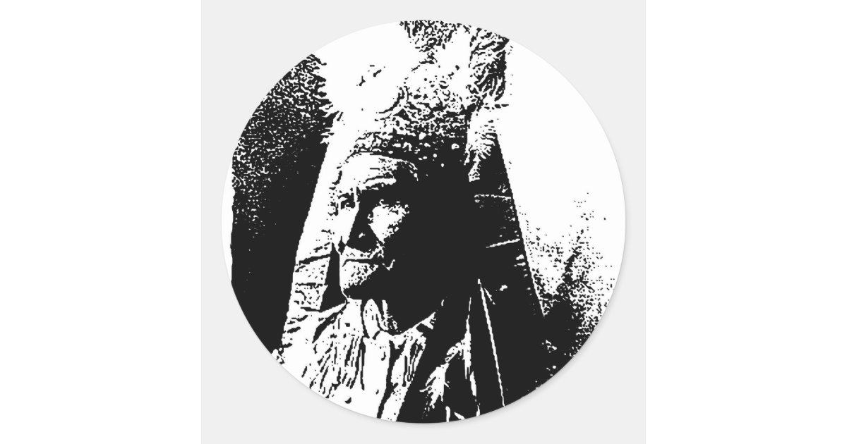 Black & White Geronimo Classic Round Sticker | Zazzle