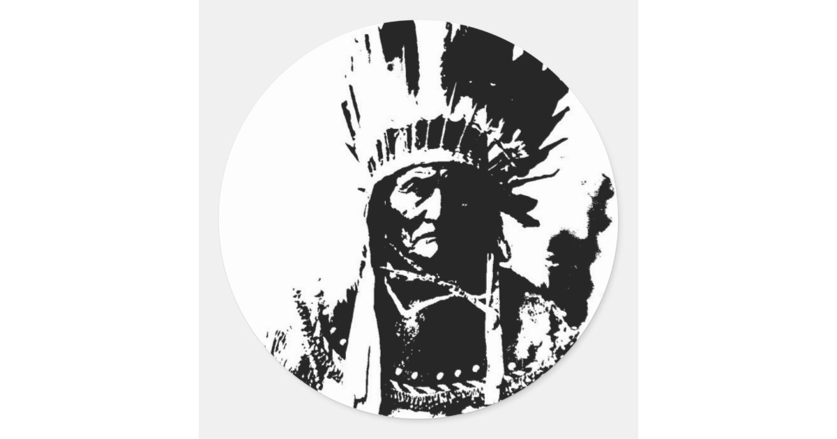 Black & White Geronimo Classic Round Sticker | Zazzle