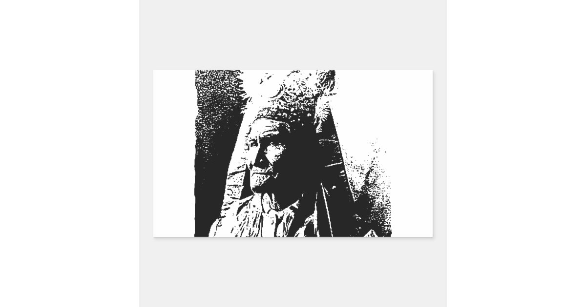 Black & White Geronimo Rectangular Sticker | Zazzle
