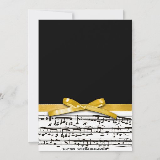 Black white & gold yellow musical concert recital invitation | Zazzle