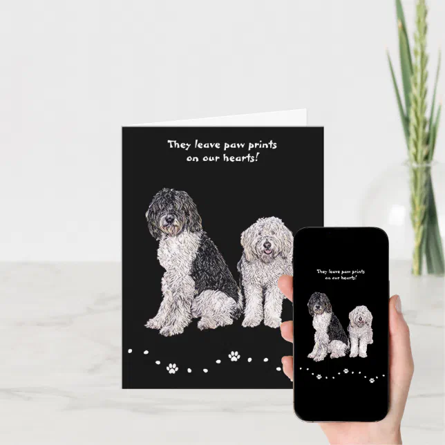 Black & White Golden Doodle Pet Sympathy Card | Zazzle