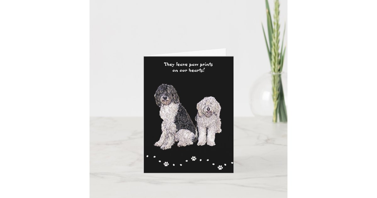 Black & White Golden Doodle Pet Sympathy Card | Zazzle