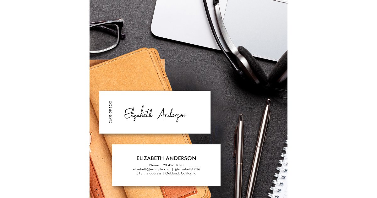 Black White Graduate Student Modern Graduation Calling Card | Zazzle
